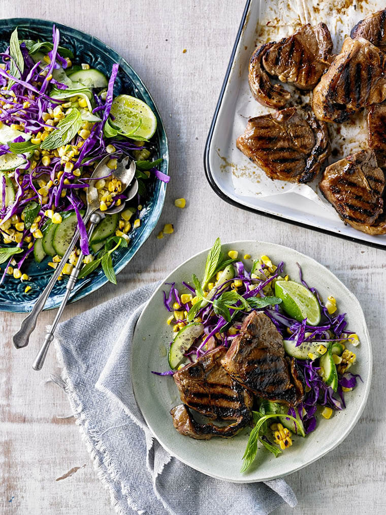 Thai Glazed Aussie Lamb Loin Chops with Sweet Corn Slaw | Aussie Beef ...
